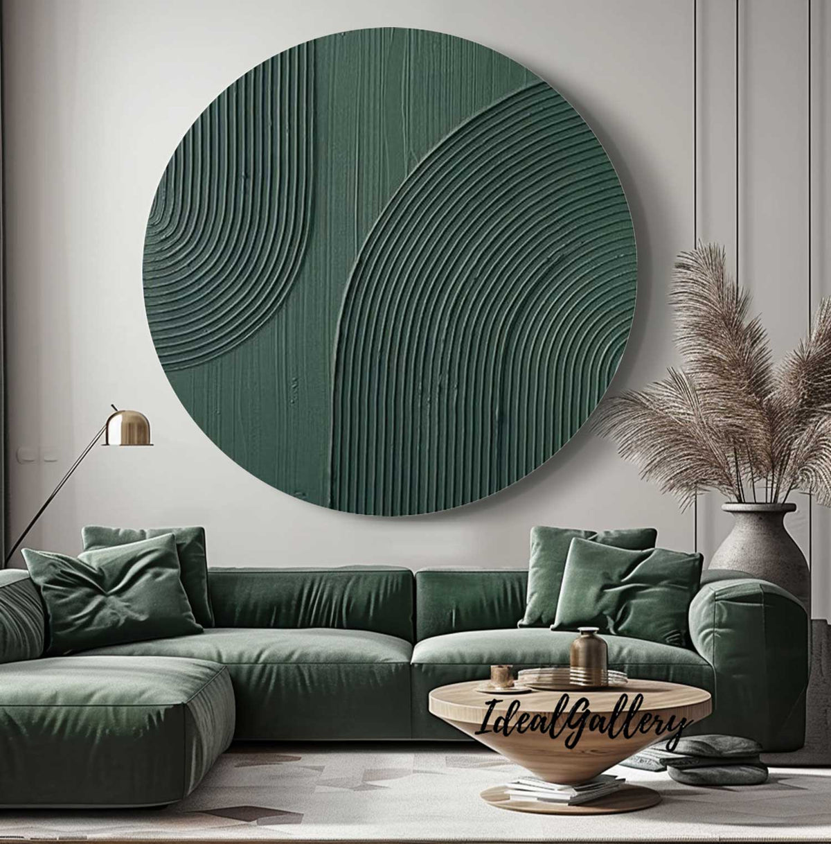 Green textured wall art Green Circle Minimalist art Green Circle canvas art