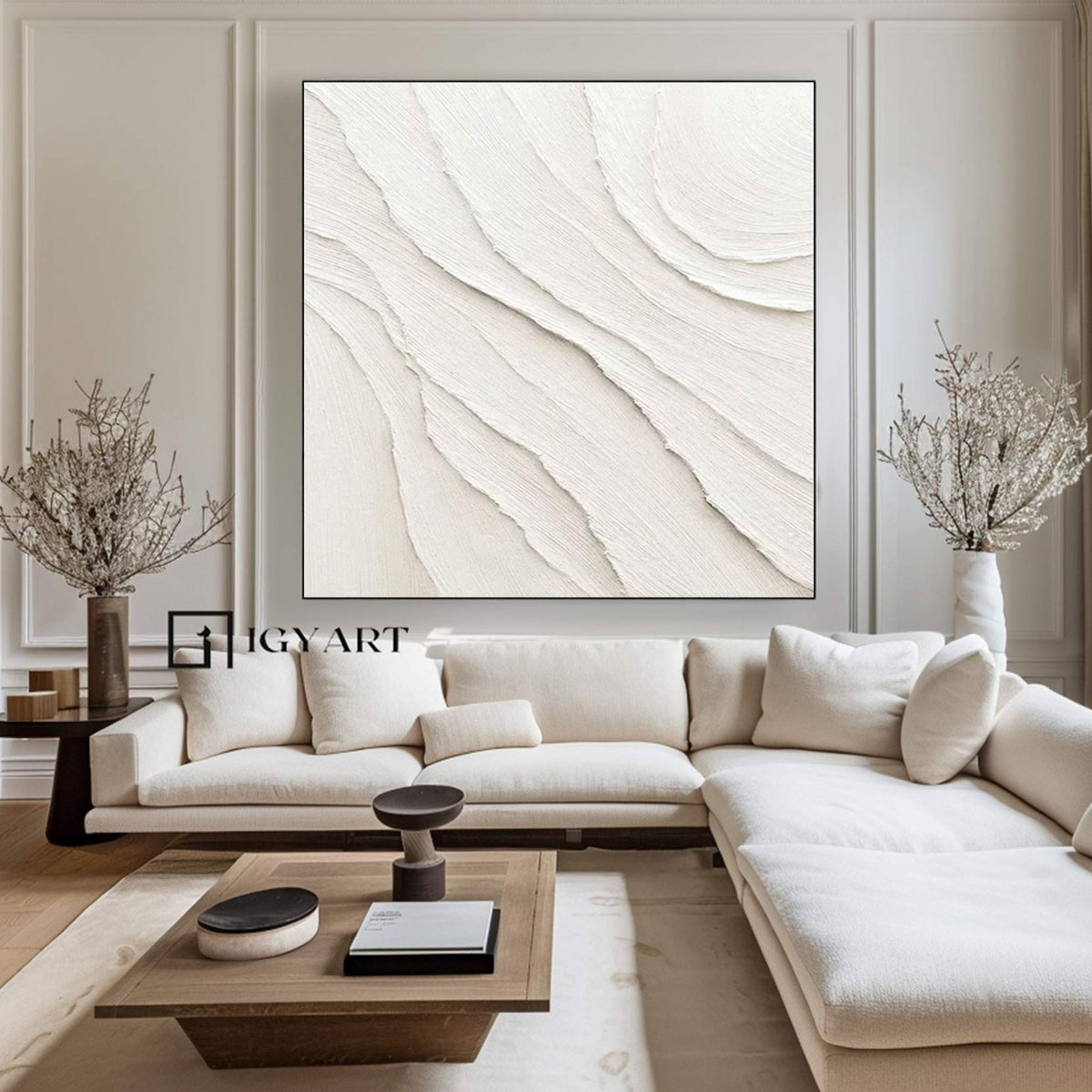 white waves Abstract painting white wall art white 3D Textured art ...