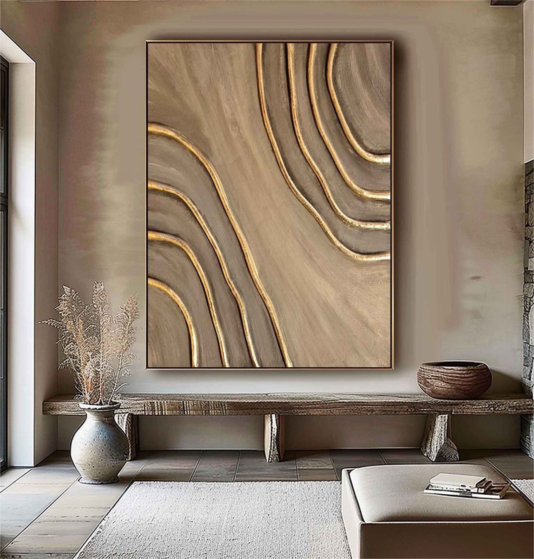 Beige Brown canvas wall art Beige Brown Minimalist Wall Art Beige Brown ...