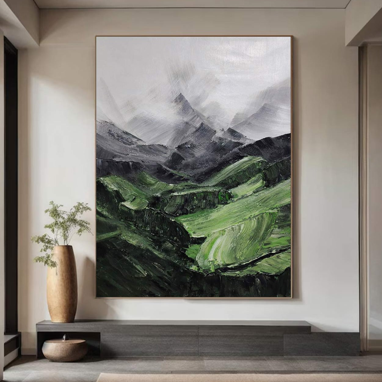 Large green abstract painting Green abstract painting green wall art ...