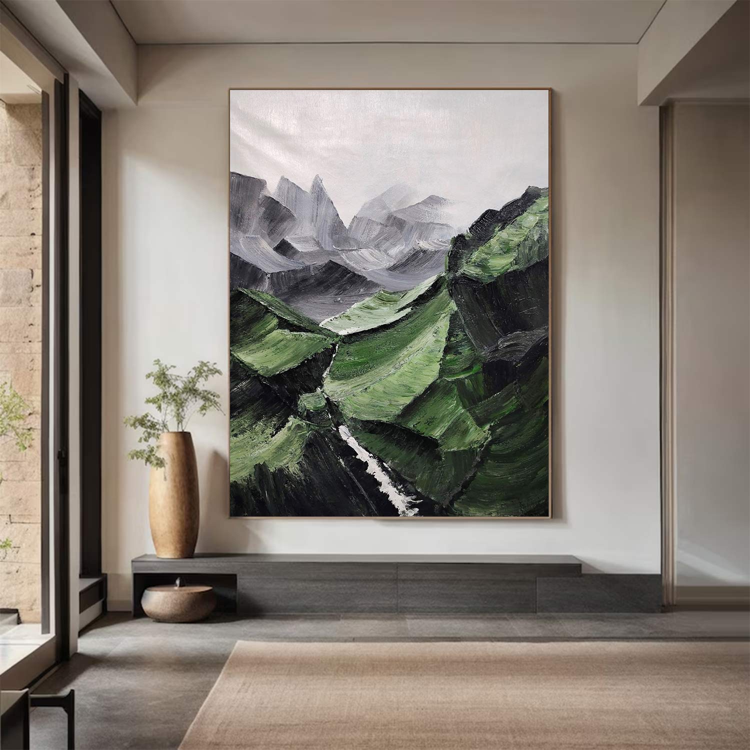 Large green abstract painting Green abstract painting green wall art ...