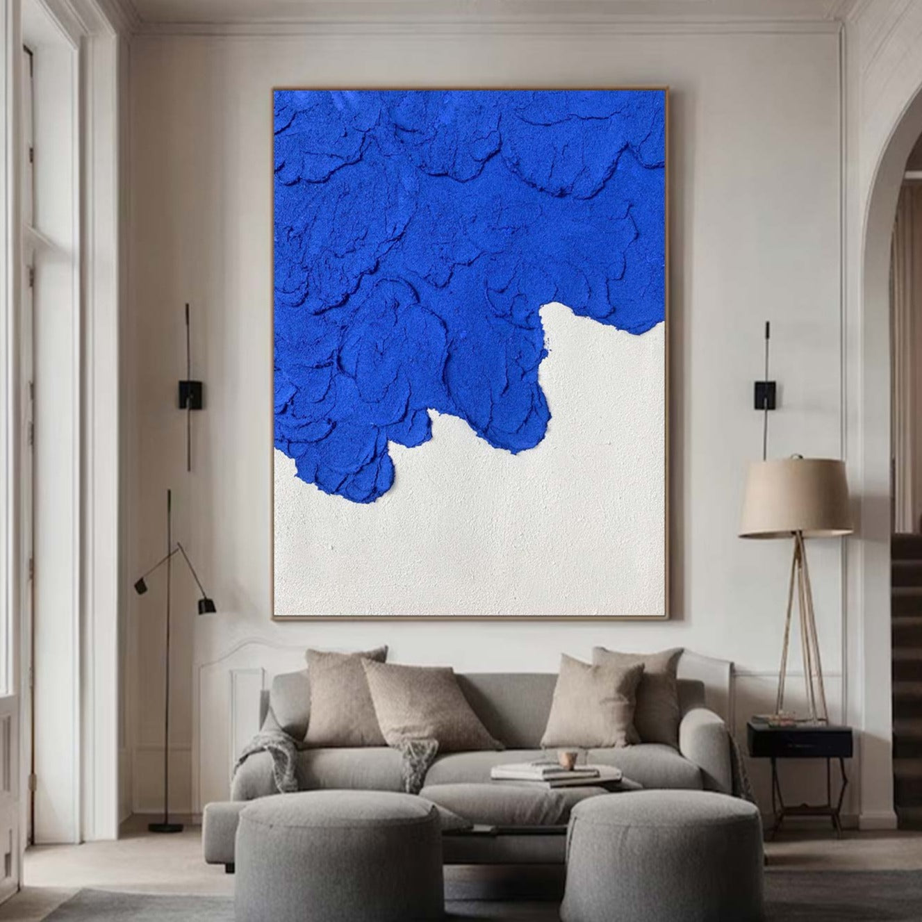 Large Blue Wall Art Large Blue Abstract Art Blue textured wall art ...