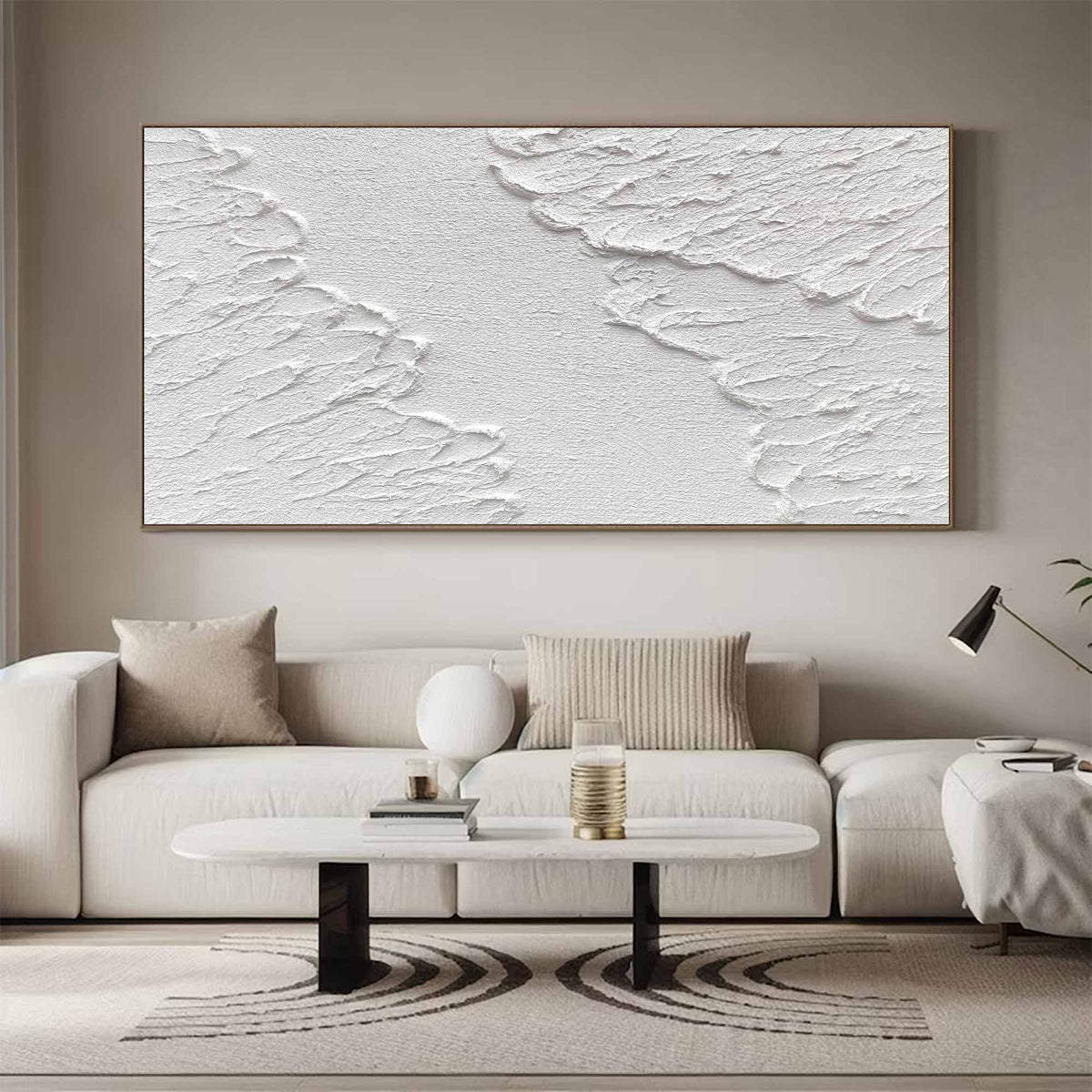 white waves Abstract painting white textured wall art white abstract art