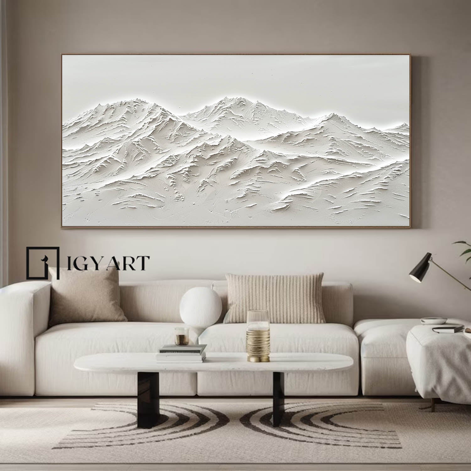 White Snow Mountain Wall Art Large White Snow Mountain Painting White ...