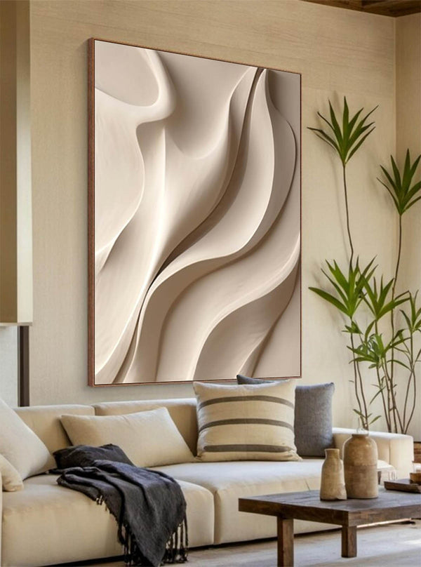 relief painting Beige Sculptured art Painting Wood carving wall art