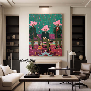 pink hat man figure abstract painting pink hat man figure art Figure ...