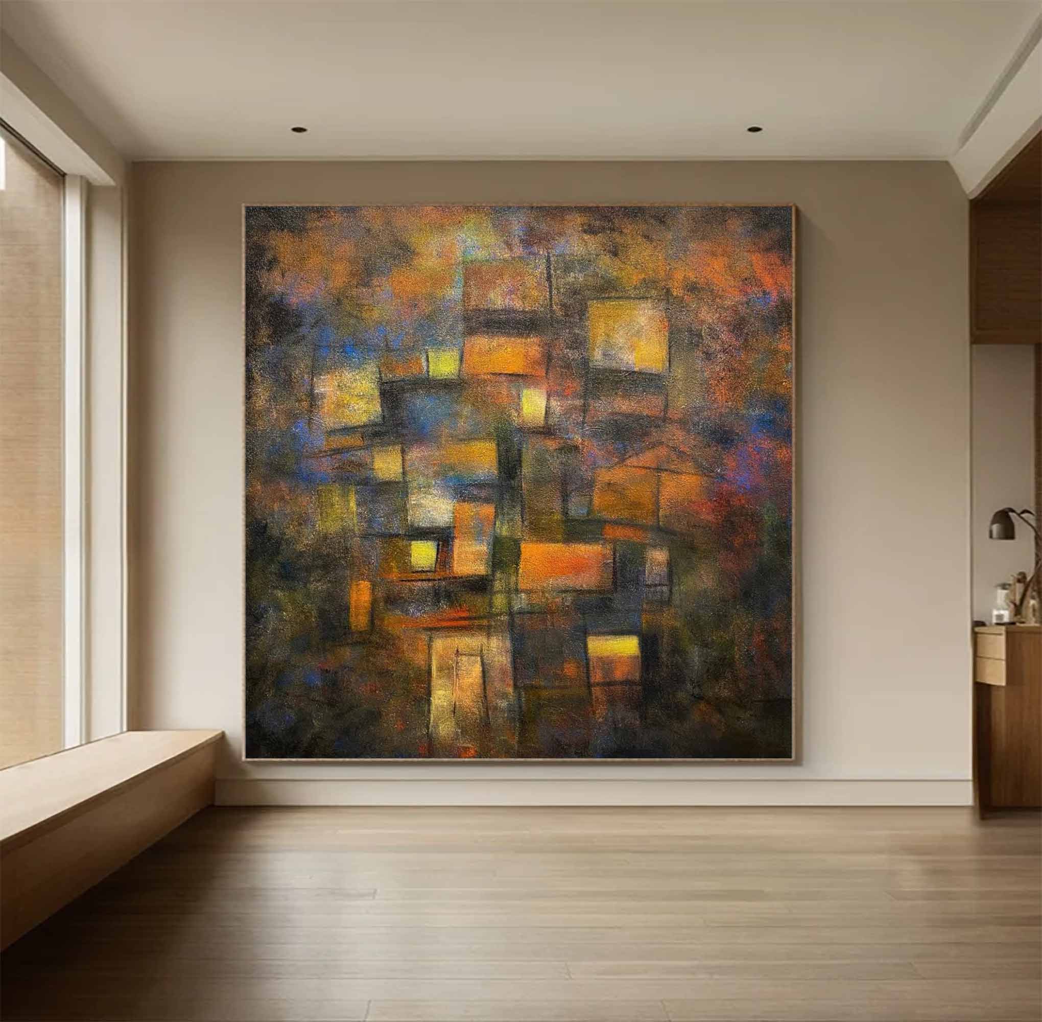 Jackson Pollock Style Painting Pollock Canvas Wall Art Orange Pollock ...