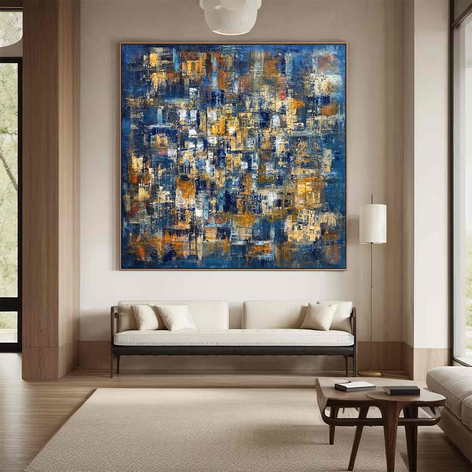 Jackson Pollock Style Painting Pollock Canvas Wall Art Blue Pollock ...