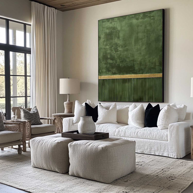 Large green abstract painting Sage green painting Green minimalism ...