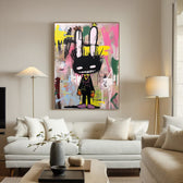 Pop art colorful modern joint graffiti art, rabbit abstract painting